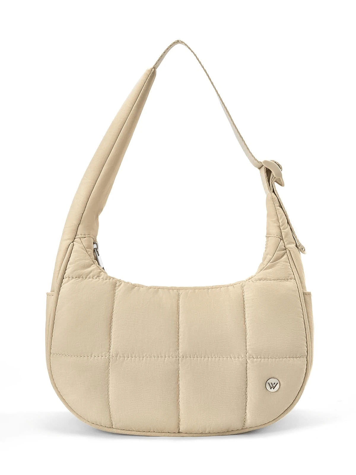 Small Puffer Crescent Purse For Women, Quilted Nylon Shoulder Bag With ...