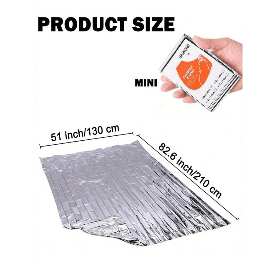 1/2Pack Emergency Foil Mylar Thermal Blanket, 52"L X 84"W, Emergency ...