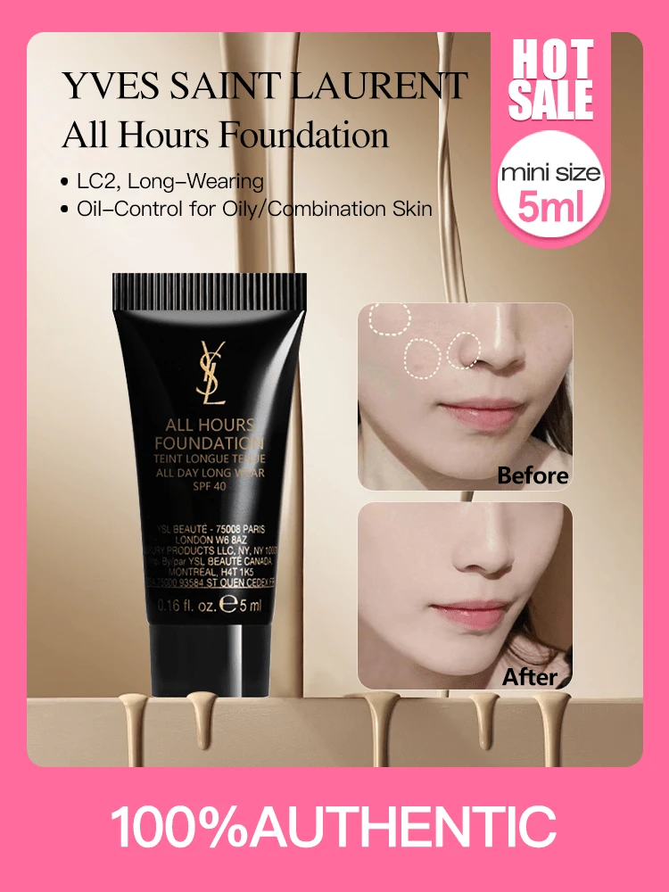 YSL Base YVES SAINT LAURENT All Hours | Tamanho Mini de 5 ml, Cor LC2 ...