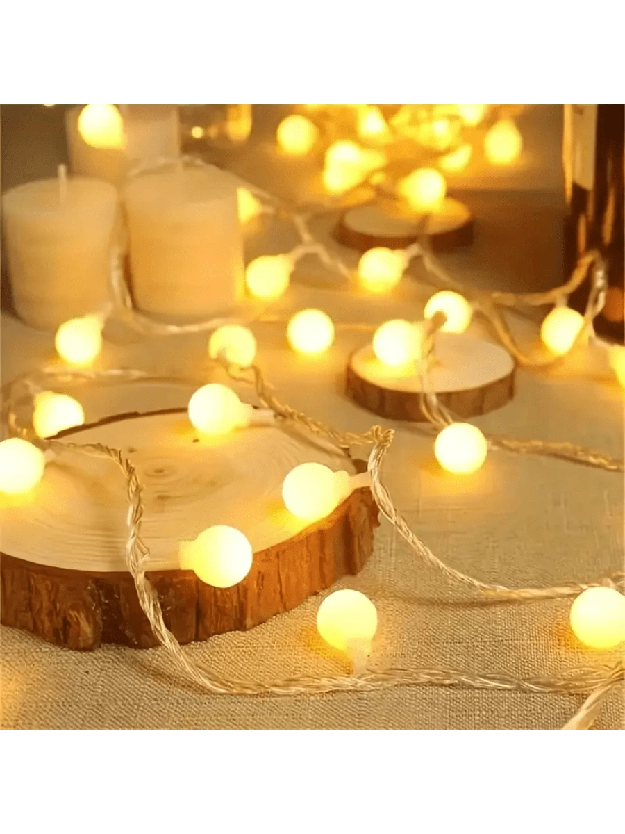 1pc Atmosphere Ball Shaped Light String | Warm Light Small Light Ball ...
