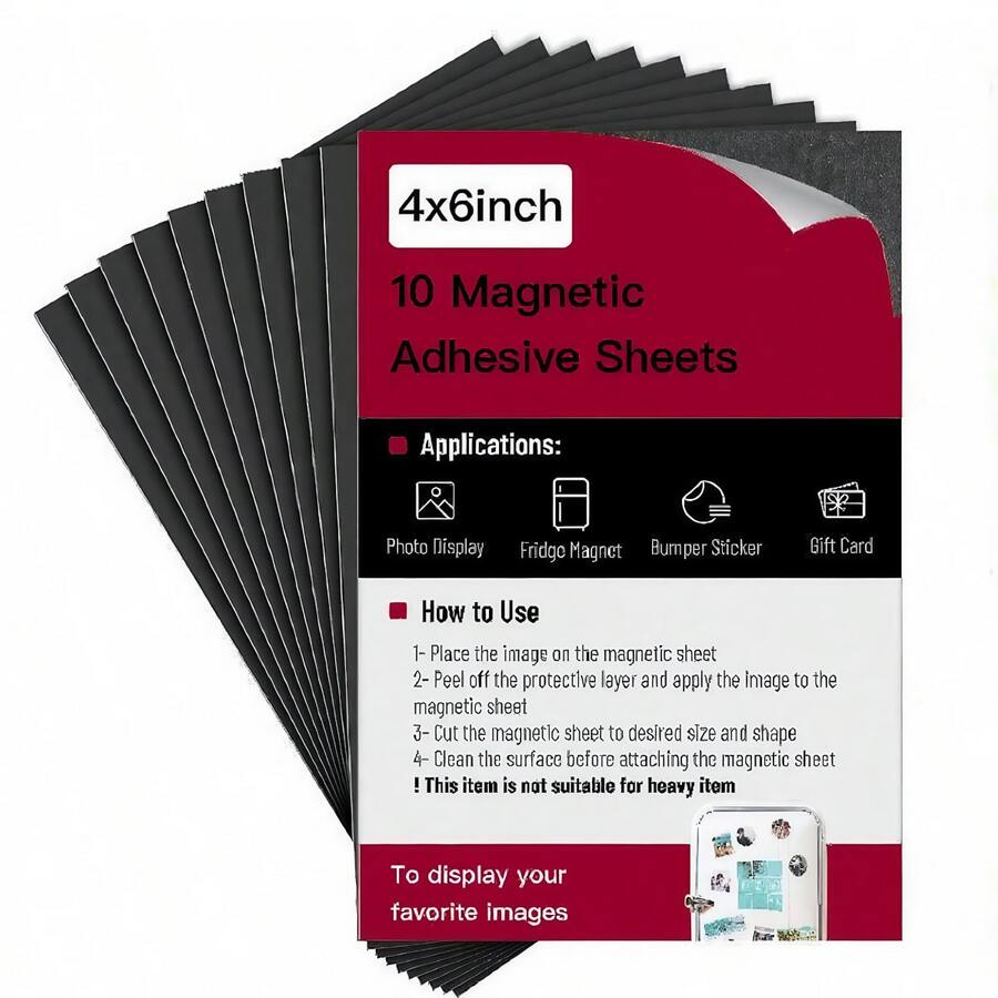 10 Packs A4 & 10 Packs A6 Adhesive Magnet Sheets, Strong Sticky Back ...