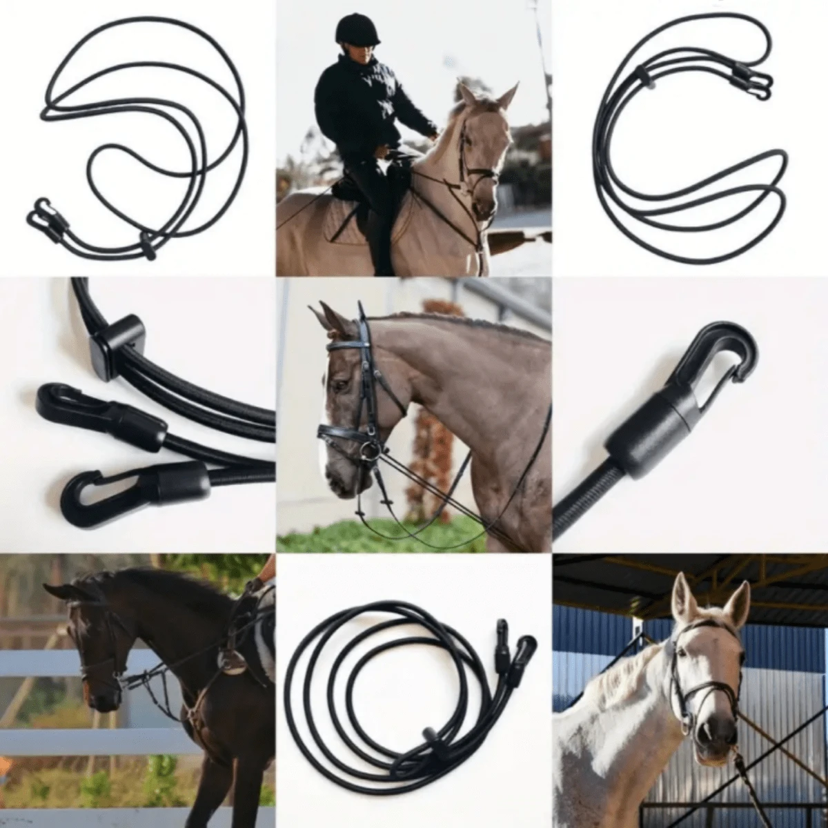 1pc Adjustable Horse Rein, Elastic Neck Stretching Training Lead Rope ...