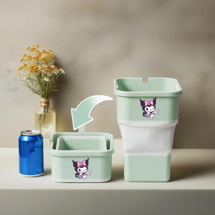 1pc Sanrio Portable Folding Trash Can, Compact Desk Garbage Bin, Mini ...