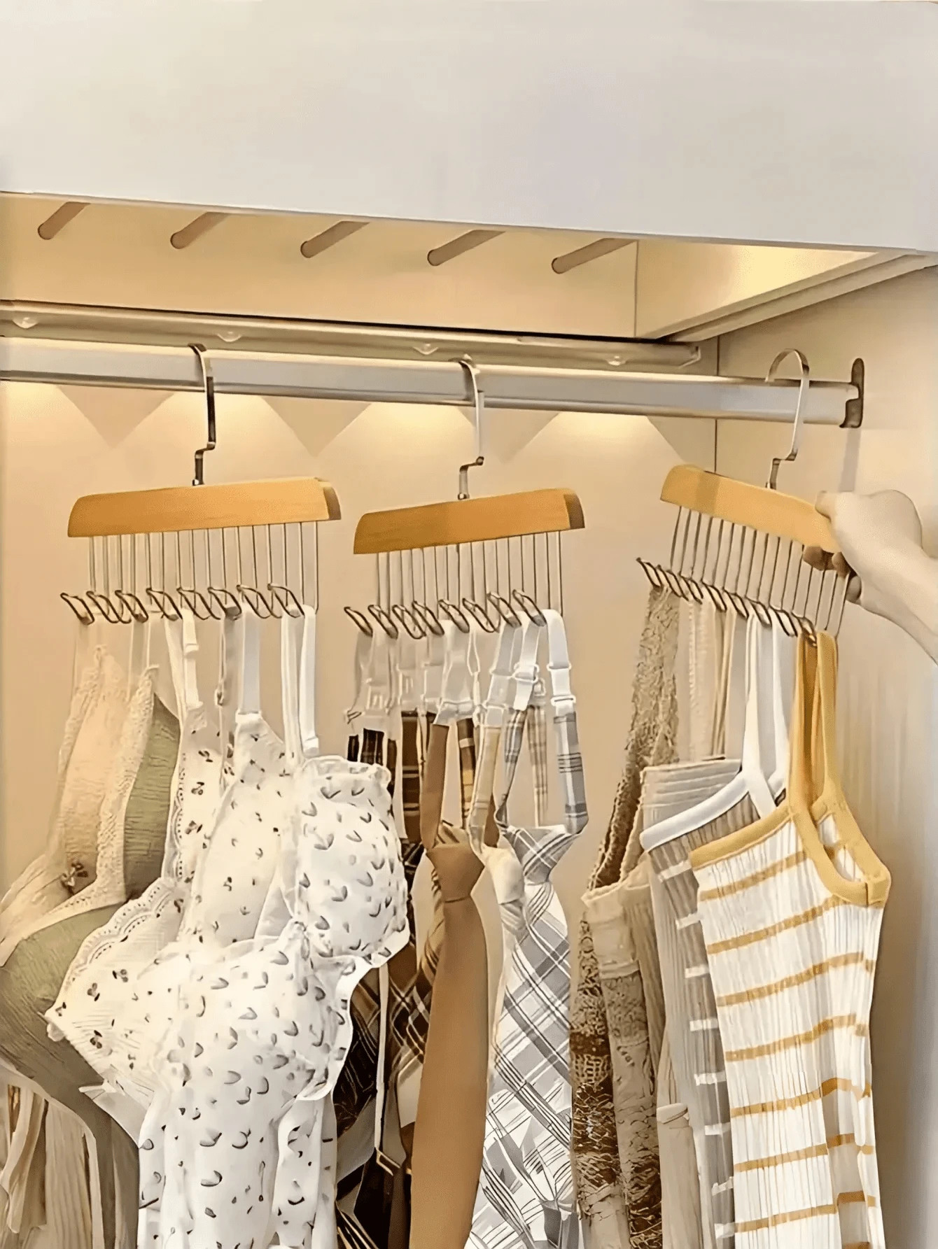 1pc 8-In-1 Wooden Multifunctional Hanger With Clips For Clothes, Ties ...