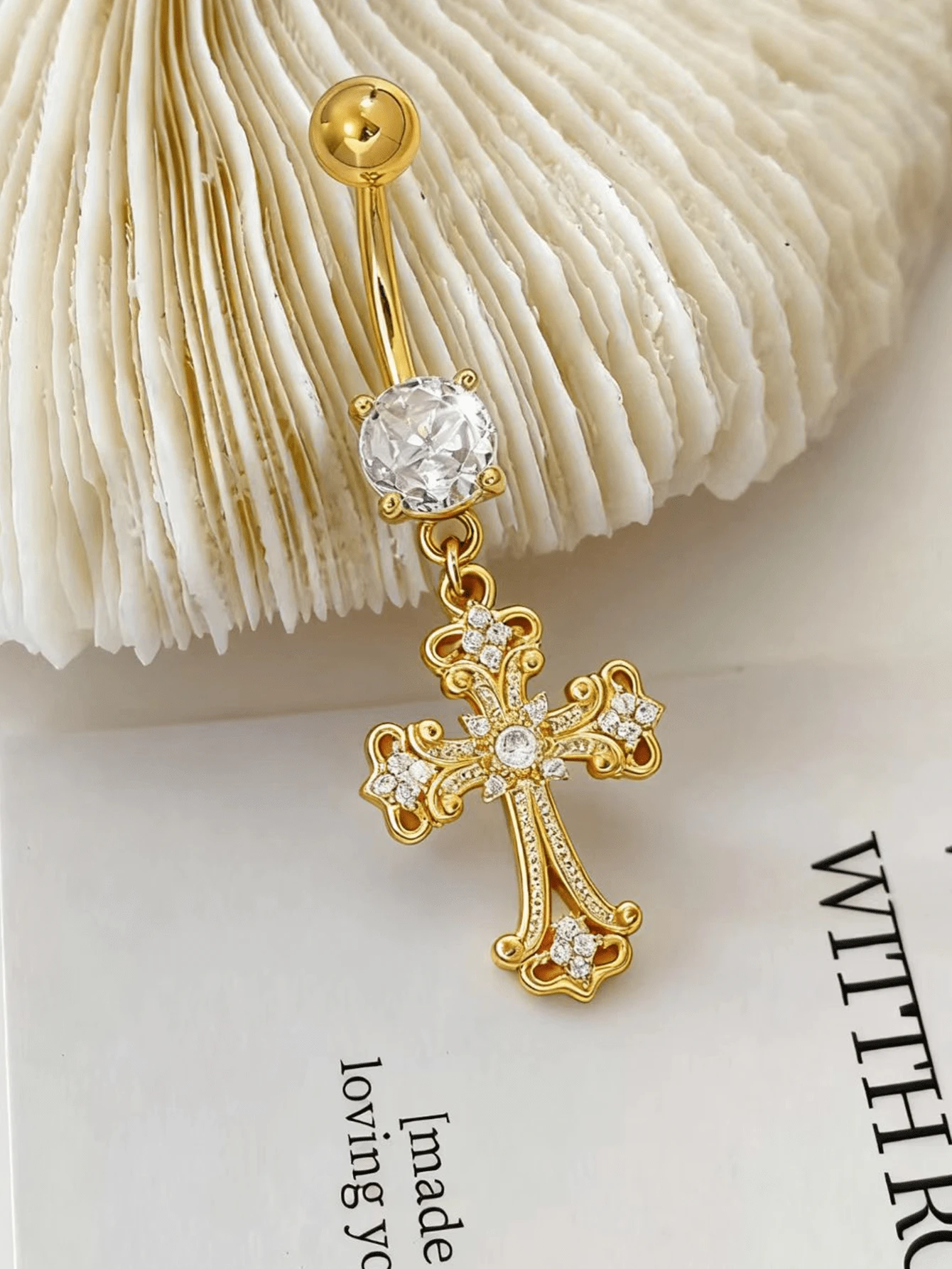 1pc Glamorous Rhinestone Cross Belly Button Ring, Suitable For Women's ...
