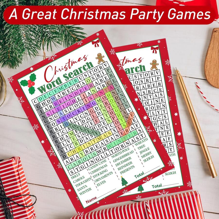 50 Piezas Sopa de Letras Navideña, Juego Navideño Divertido, Juego ...