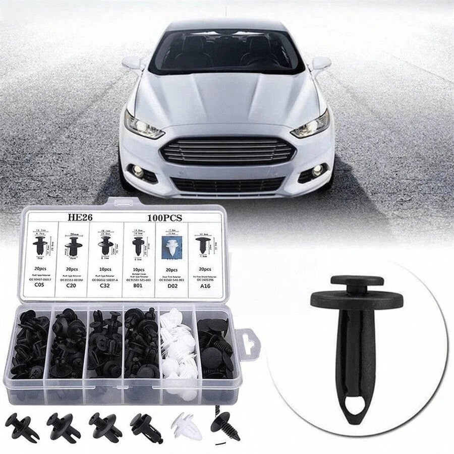100 Pcs Auto Fastener Clip Mixed Car Body Push Pin Retainer Rivet Stops ...