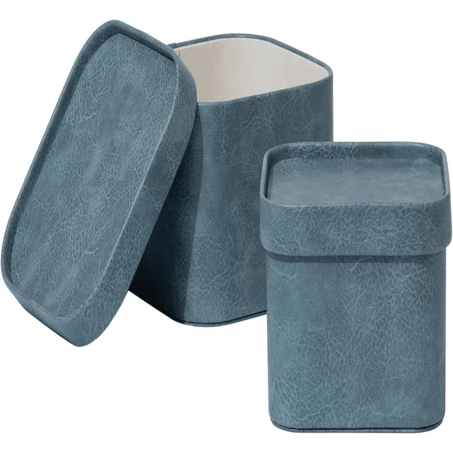 La Jolie Maison Fluted Cardboard Storage Baskets With Leather-Like Lids ...