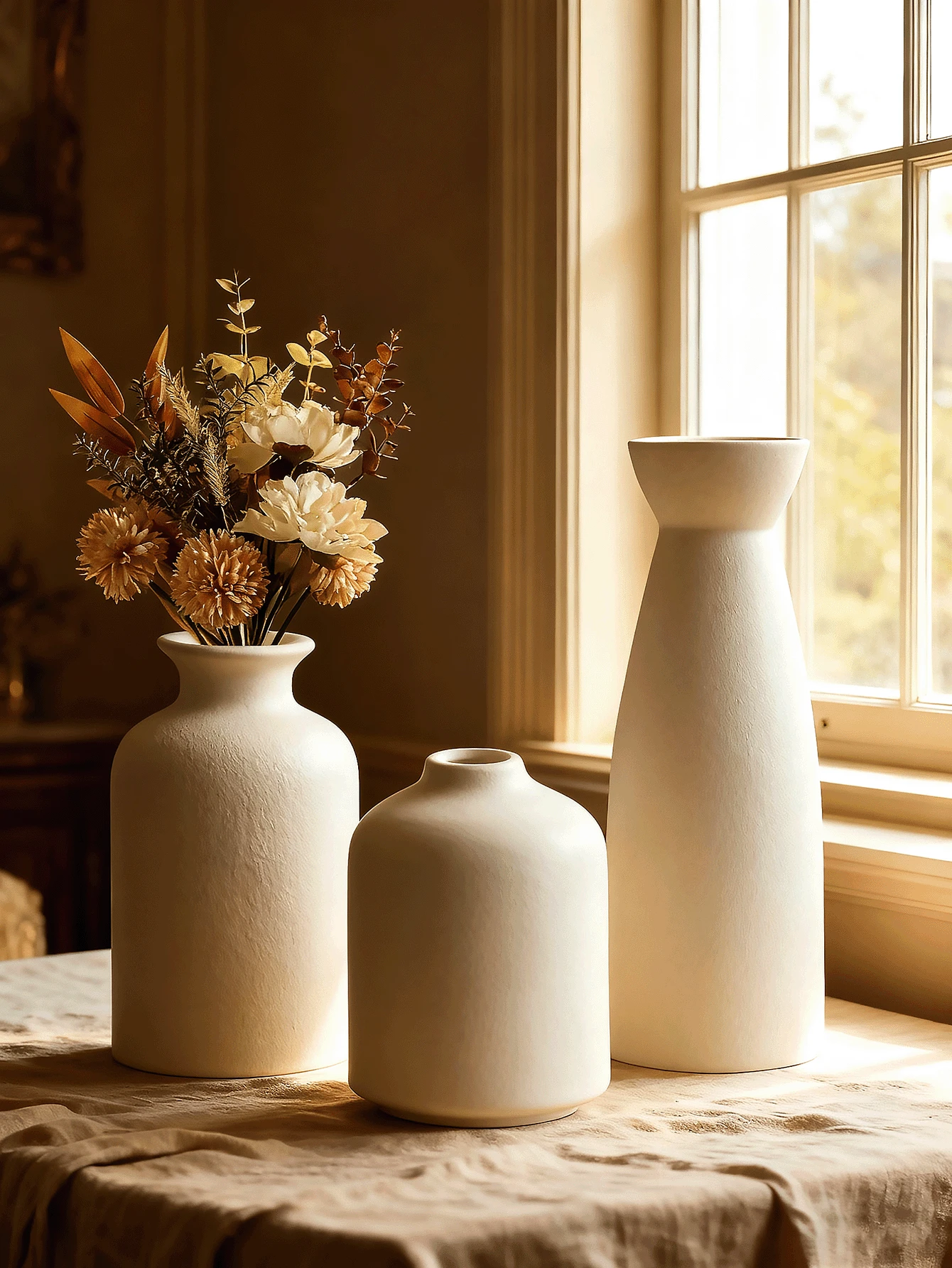 1/3 Pieces White Vase Set - 3 Pieces Decorative Small Vases, Modern ...