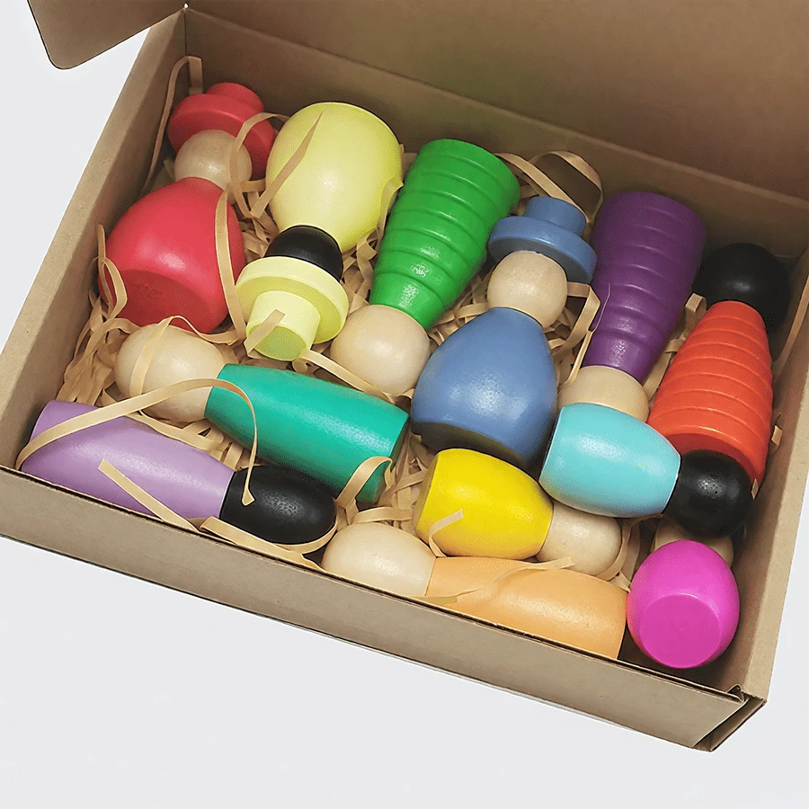 1 Set Of Wooden Colorful World Peg Dolls, Color Recognition And Logical ...