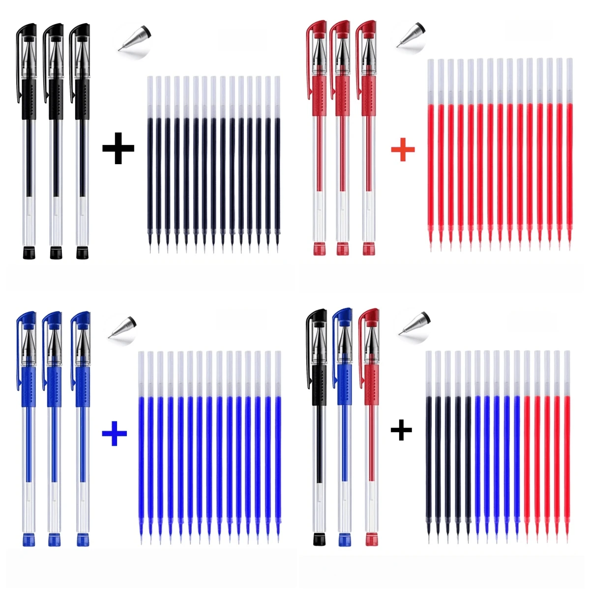 18pcs Neutral Pen Set, Black/Blue/Red Ink Colors 0.5mm Ballpoint Pens ...