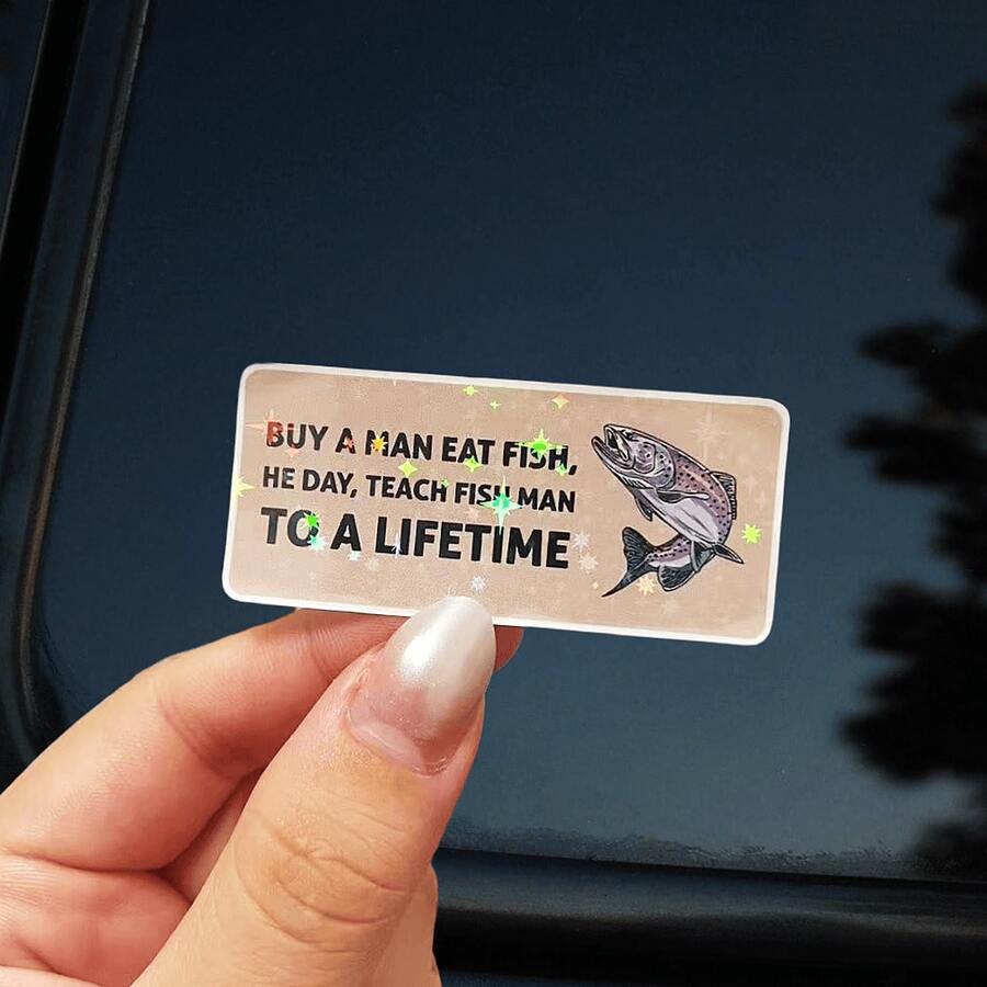 Buy A Man Eat Fish He Day Car Sticker Decoration Window Sticker ...