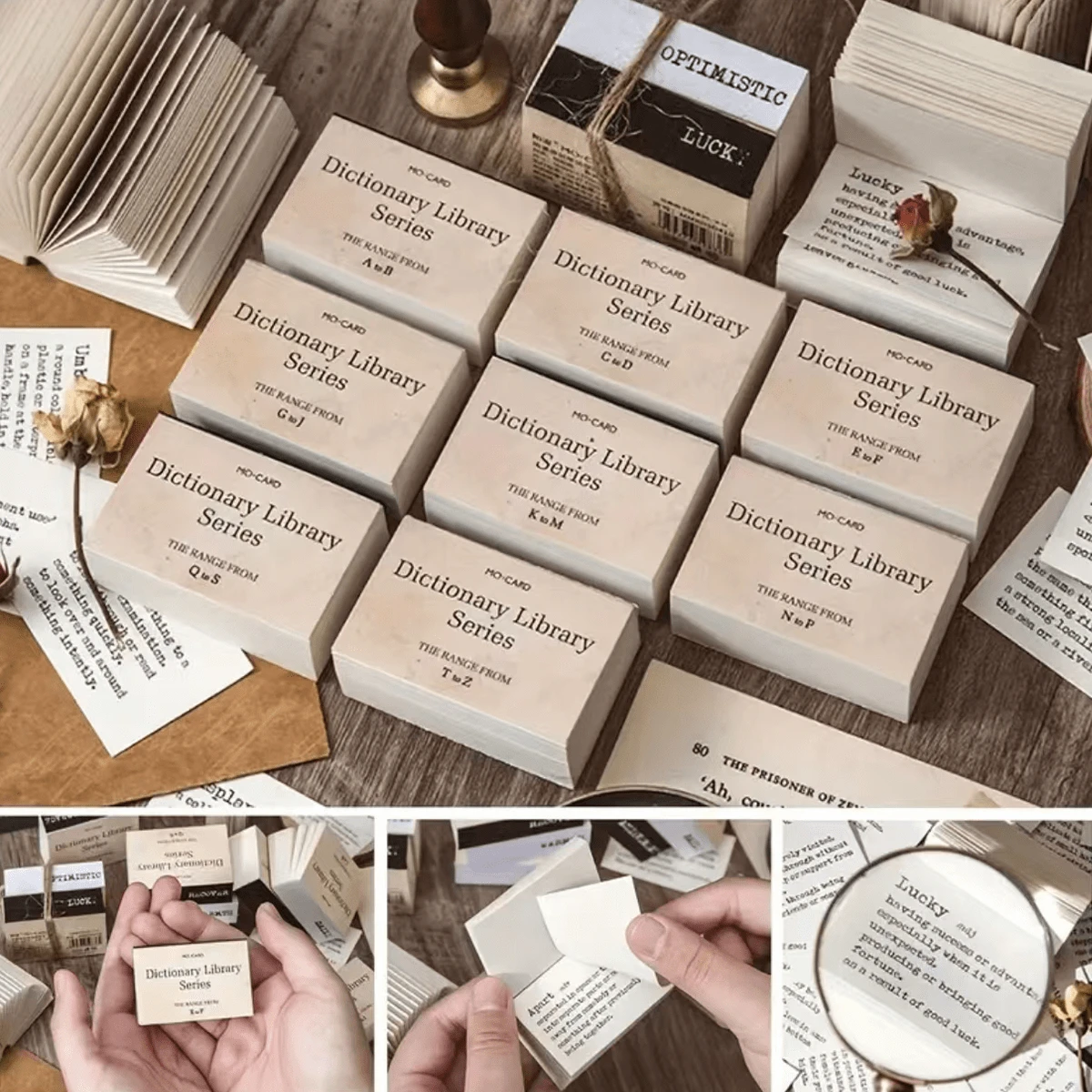 100pcs Random Word Memo Pad, Vintage Dictionary Library Series ...