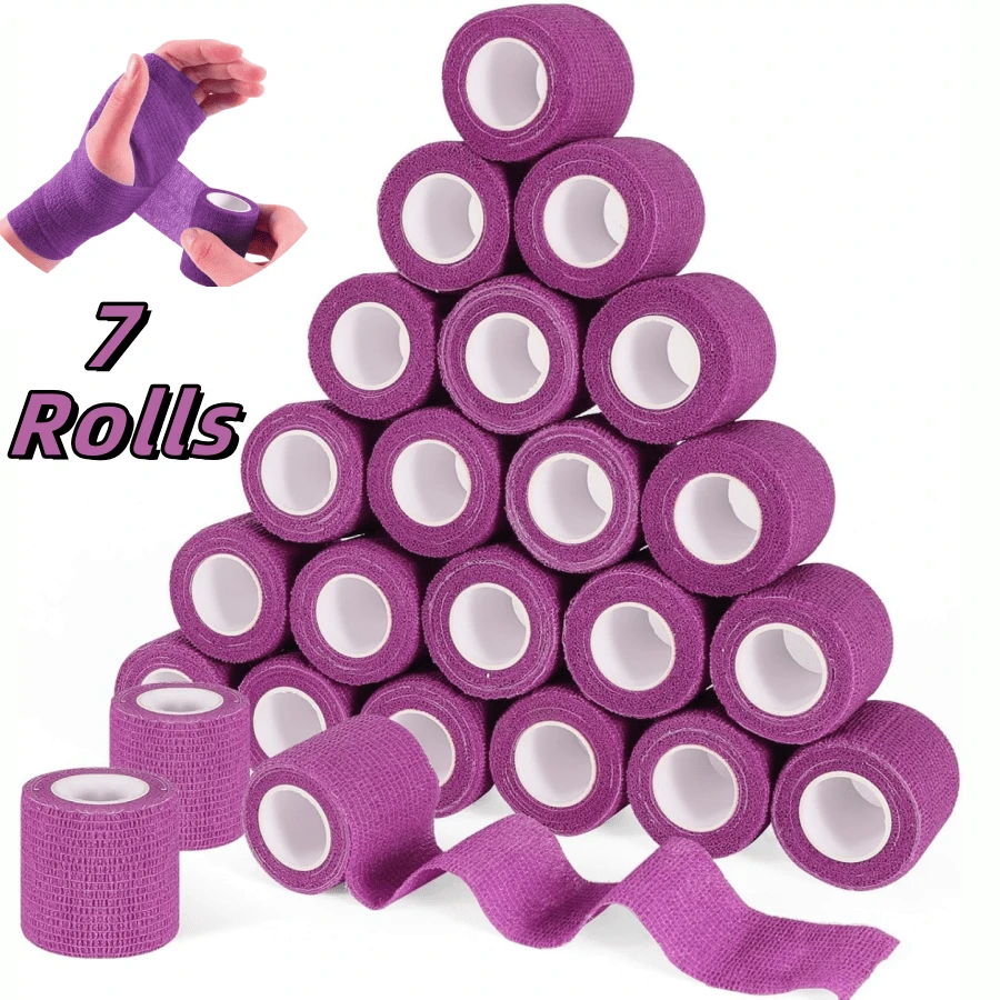 7 Rolls Self-Adhesive Sports Bandages, Breathable Wrap Type, Breathable ...