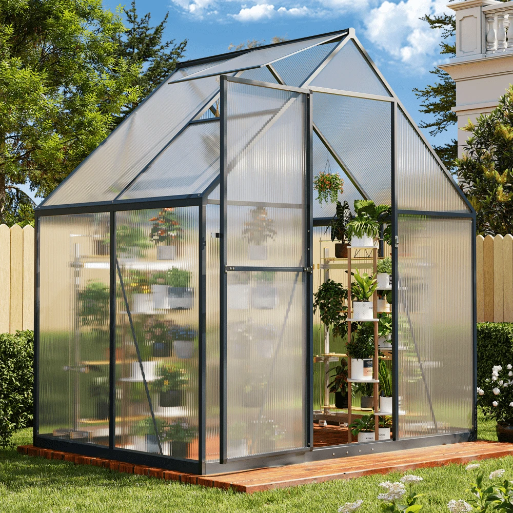 AOXUN 4x6 FT Outdoor Greenhouse, Polycarbonate Greenhouse With Aluminum ...