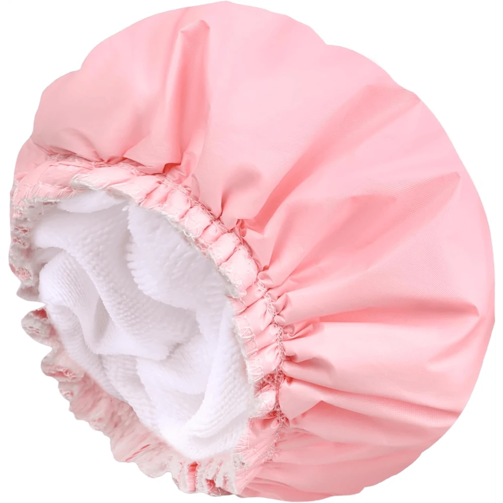 Shower Caps For Women, Terry Cloth Lined EVA Exterior Elastic And ...