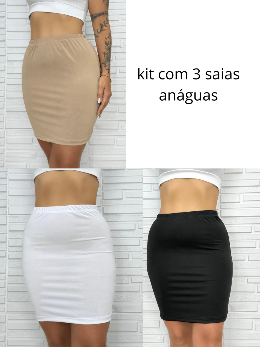 kit com 3 saias anáguas com bainha branco réveillon | SHEIN Brasil