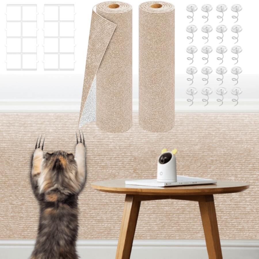 2 Pcs Cat Scratch Guard Mat, Adhesive Cat Scratch Protector For ...