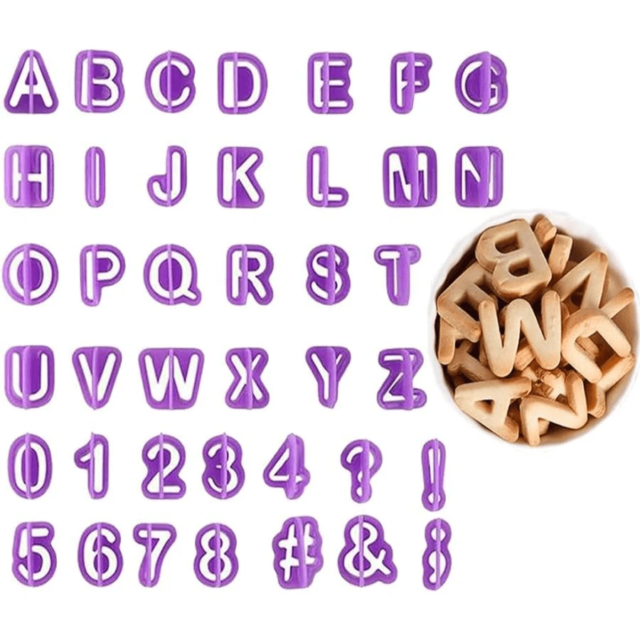 BlingKingdom 40pcs Alphabet Cookie Cutters Set Purple Plastic Letter ...