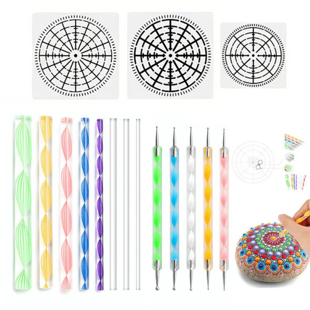 16pcs Mandala Dotting Painting Stone Art Set - Mandala DIY Craft Kit ...