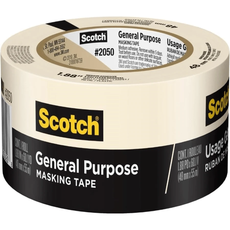 Scotch General Purpose Masking Tape, 188 In X 601 Yd, Beige, Sticks For ...