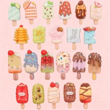 8/18/28pcs Cute Ice Cream Pattern 3D Shaped Flat Bottom Resin Pendant ...
