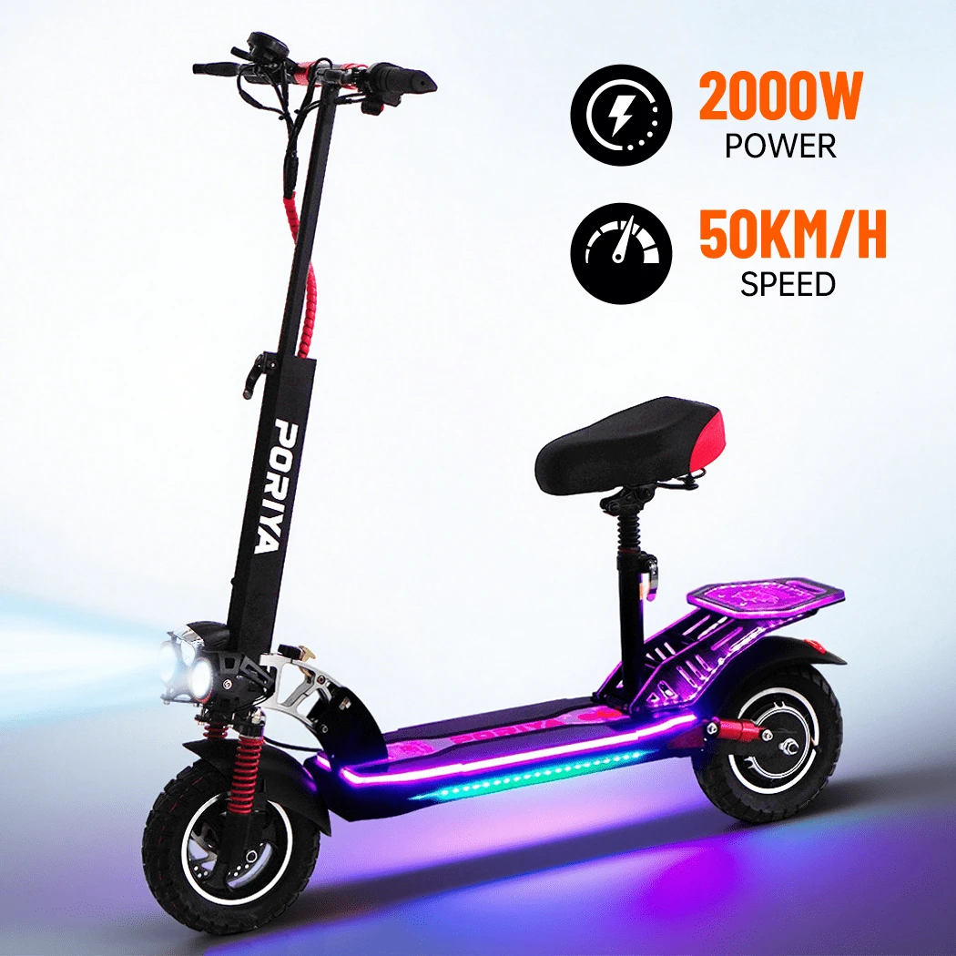 PORIYA 2000W Electric Scooter Off-Road, 50KM/H Max Speed, Foldable ...