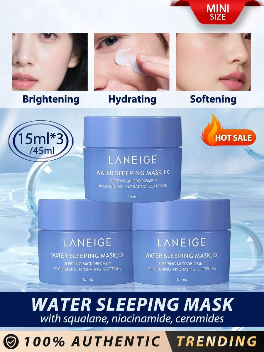 3Pcs Laneige Laneige [Mini] Water Sleeping Mask 15ml / Brighten ...