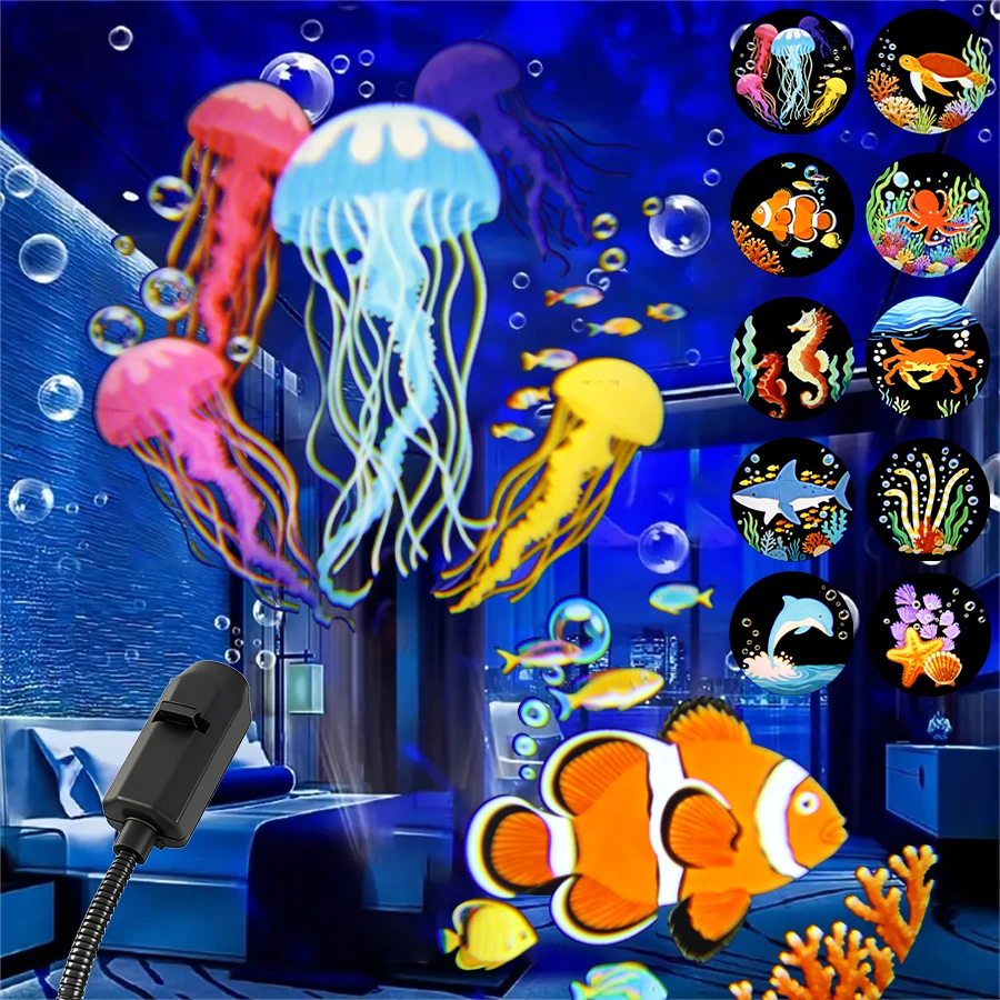 1pc Ocean Night Light Projection Light, Bedroom Ocean Night Light, 3/6 ...
