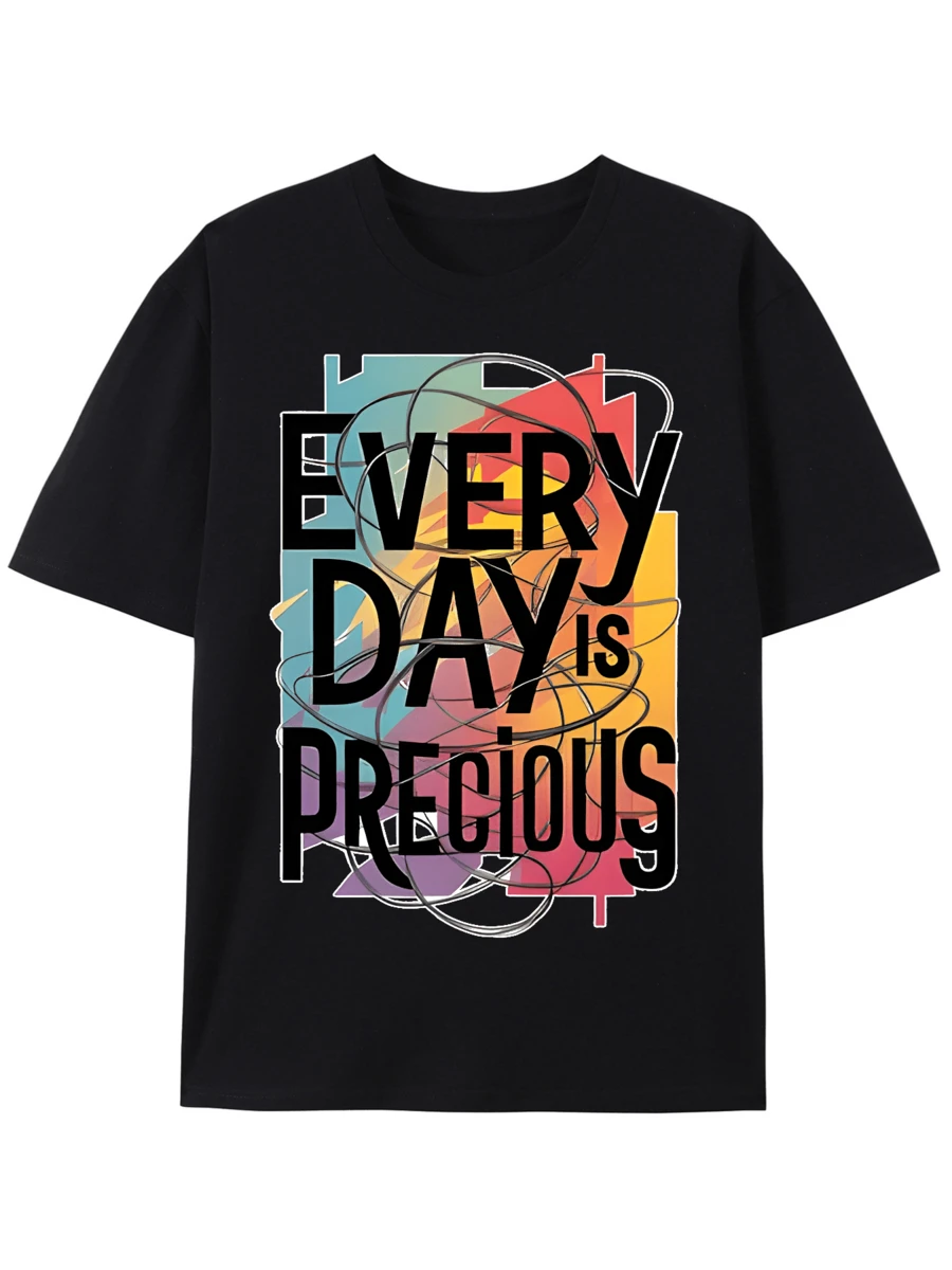 Every Day Black 180G 100% Cotton Men's Fashion Unisex Shirt Printed ...