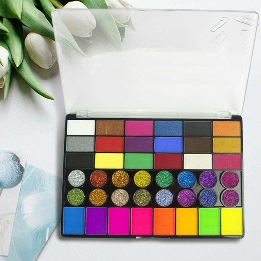 42 Colors Matte, UV, Bright Face Paint Makeup, High Pigment Density ...