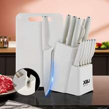 Halloween & Christmas Gift! 15-Piece Stainless Steel Kitchen Knife Set ...