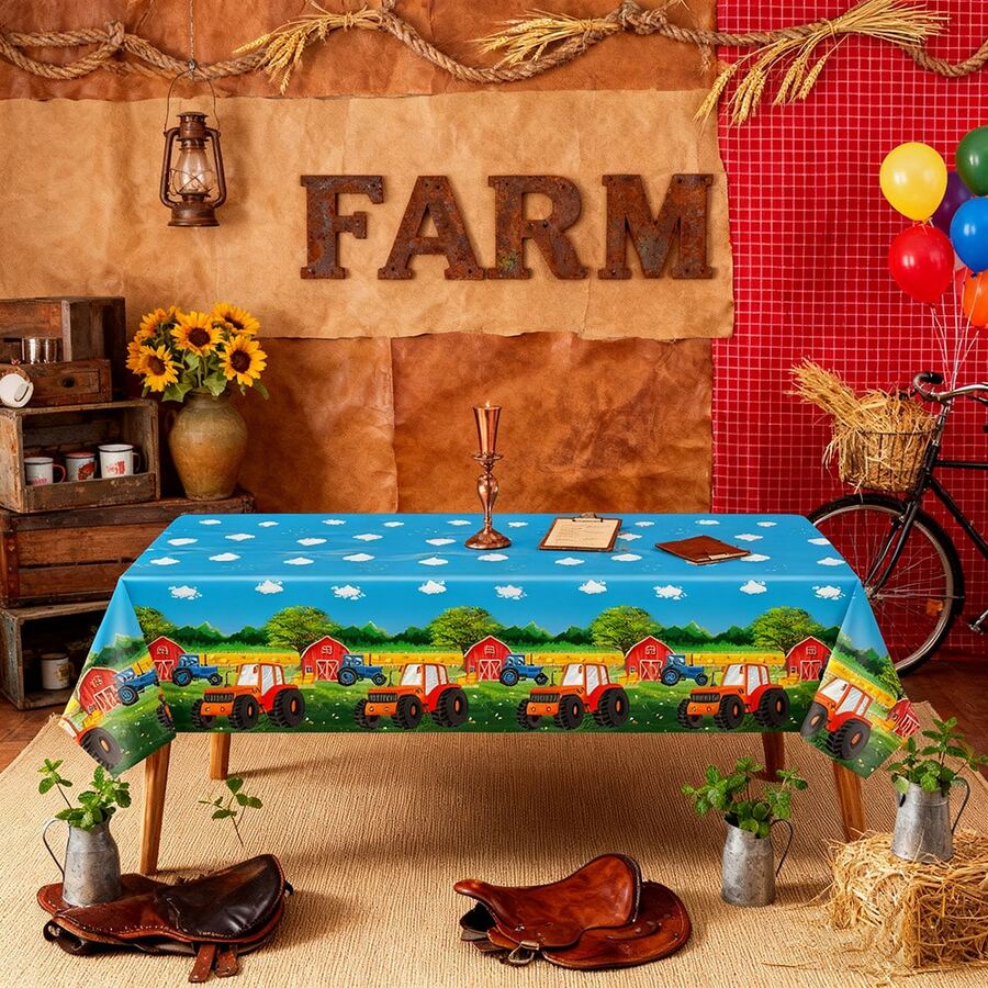 1pc Farm Blue Sky White Cloud Tablecloth, Suitable For Countryside ...