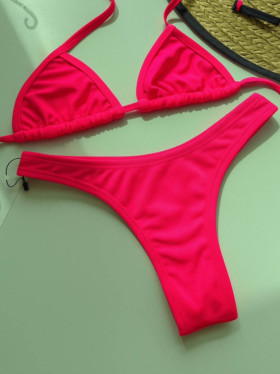 String Bikini With Thong Bottom (No Padding) - Thong Bikini Set | SHEIN Nederland