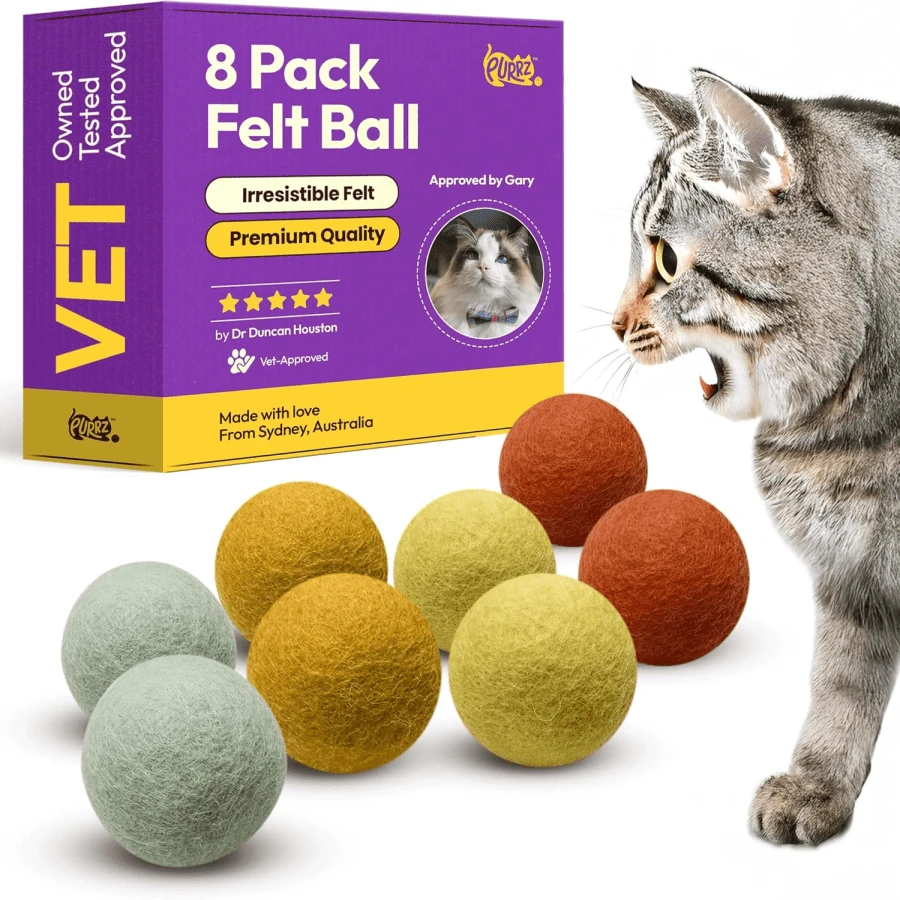 8Pack Handmade Felt Wool Cat Balls C Natural Merino Wool CatnipFree ...