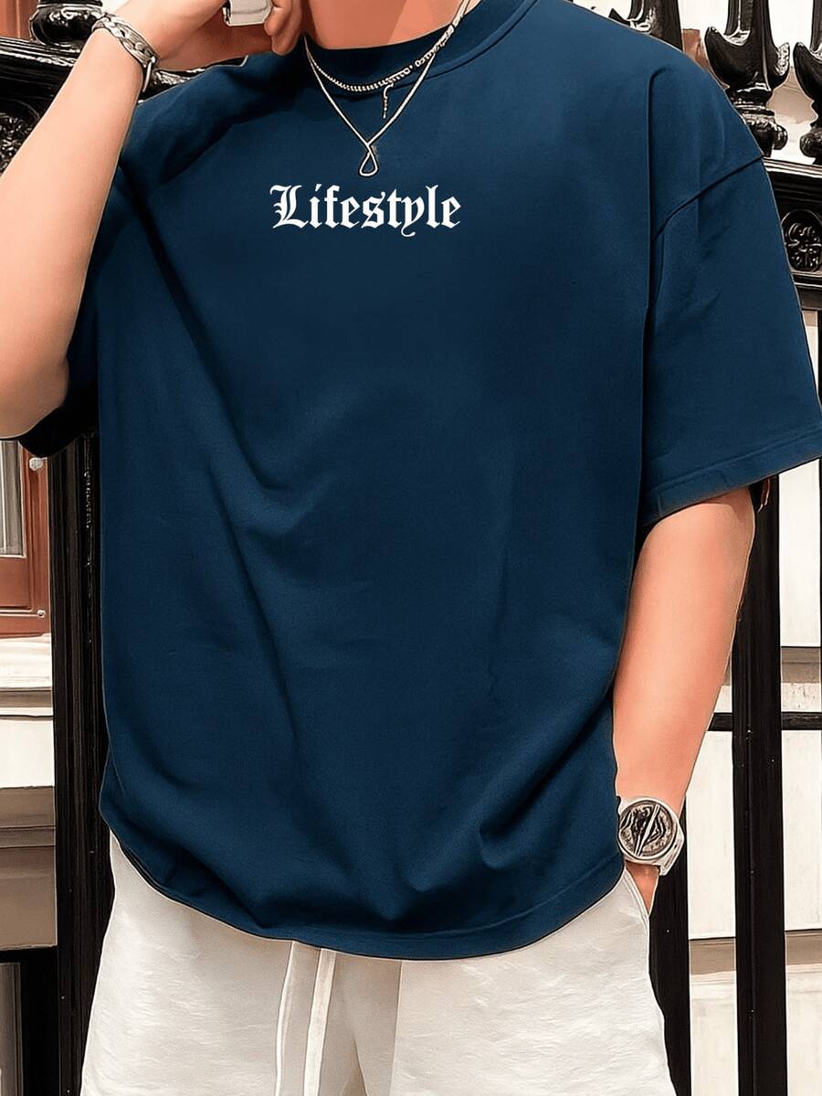 Men's Lifestyle Urban Style Graphite T-Shirt, 100% Cotton, 26.1 Yarn ...