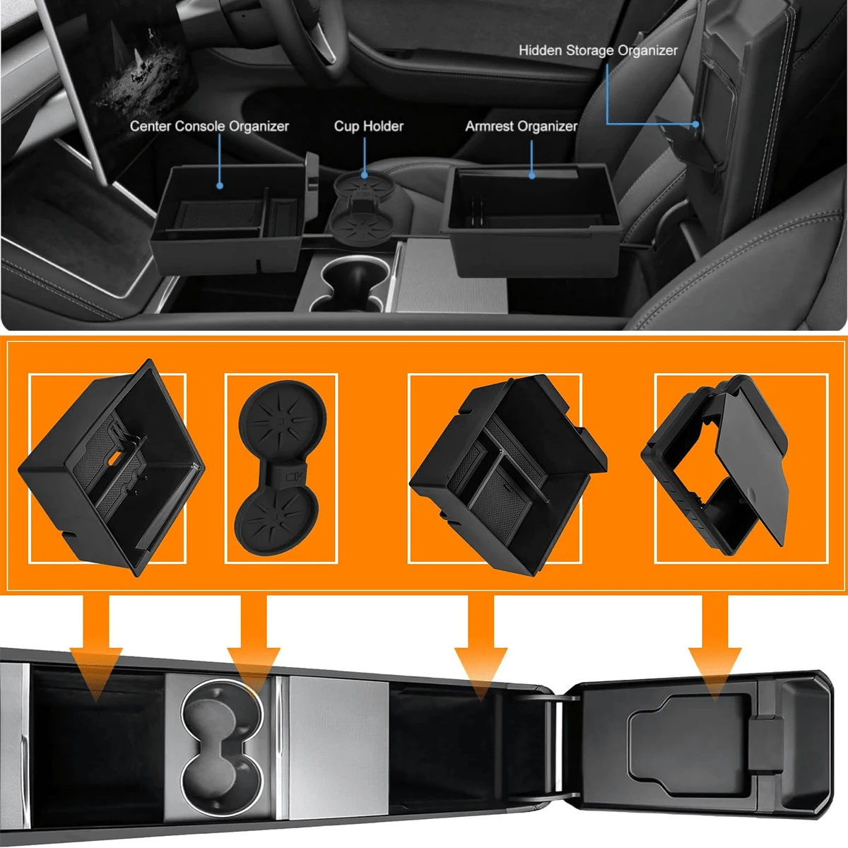 Hidden Storage Console Organizer For Model 3 Highland & Model Y Juniper ...