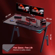 DLONGONE Gaming Desk With Carbon Fibre Surface- A Shaped 80/100cm Gamer ...