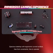 DLONGONE Gaming Desk With Carbon Fibre Surface- A Shaped 80/100cm Gamer ...