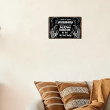 1PC 2D Flat Rustic Metal Sign Kal Style Slogan Sign With Summons Demons ...