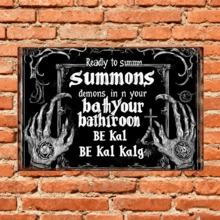 1PC 2D Flat Rustic Metal Sign Kal Style Slogan Sign With Summons Demons ...