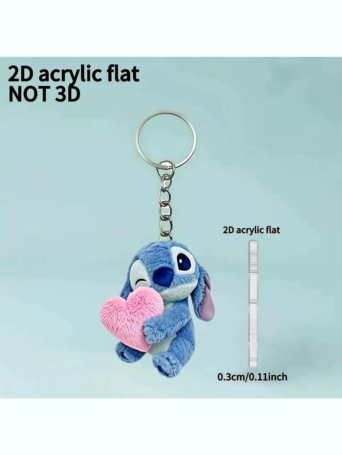 Stitch Pendant 2D Flat Style, 2D Acrylic Stitch Keychain - 1 Piece With ...