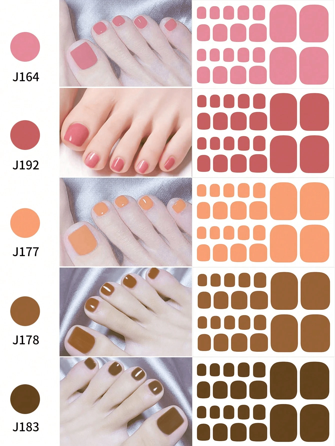 5 Sheets Of 110-Piece Toenail Stickers, Full-Cover Nail Stickers ...