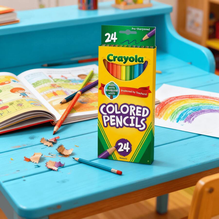 ⚡Colored Pencils 24 Count, Pre Sharpened, 3.3mm Thick Core, Multicolor ...