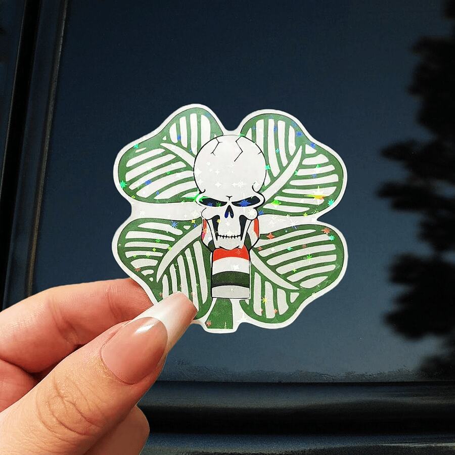 1pc/3pcs Green Brigade Skull Vinyl Decal - Matte Finish, Self-Adhesive ...