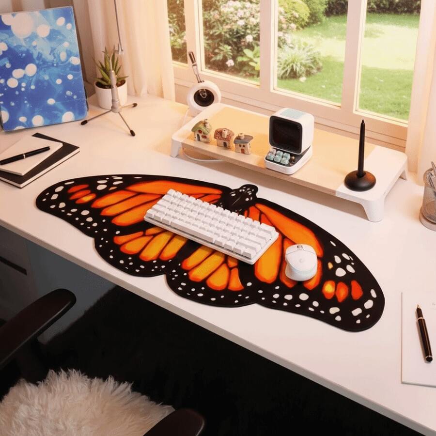 Lilac Butterfly Deskmat 90x40cm Keyboard Kawaii Accessories Laptop Desk ...