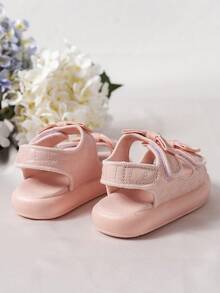 1 Paar beige Schleifen-Dekor Baby Sandalen, weiche Sohle bequeme ...