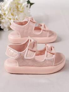 1 Paar beige Schleifen-Dekor Baby Sandalen, weiche Sohle bequeme ...