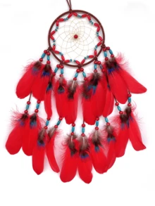 1 Stück Roter Pfau Blauer Traumfänger Wandbehang, kreatives Windspiel ...