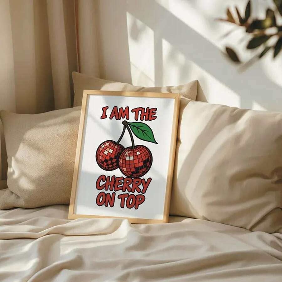 Set Of 1 Vintage Cherry Wall Art: Preppy Girl Aesthetic Frameless ...
